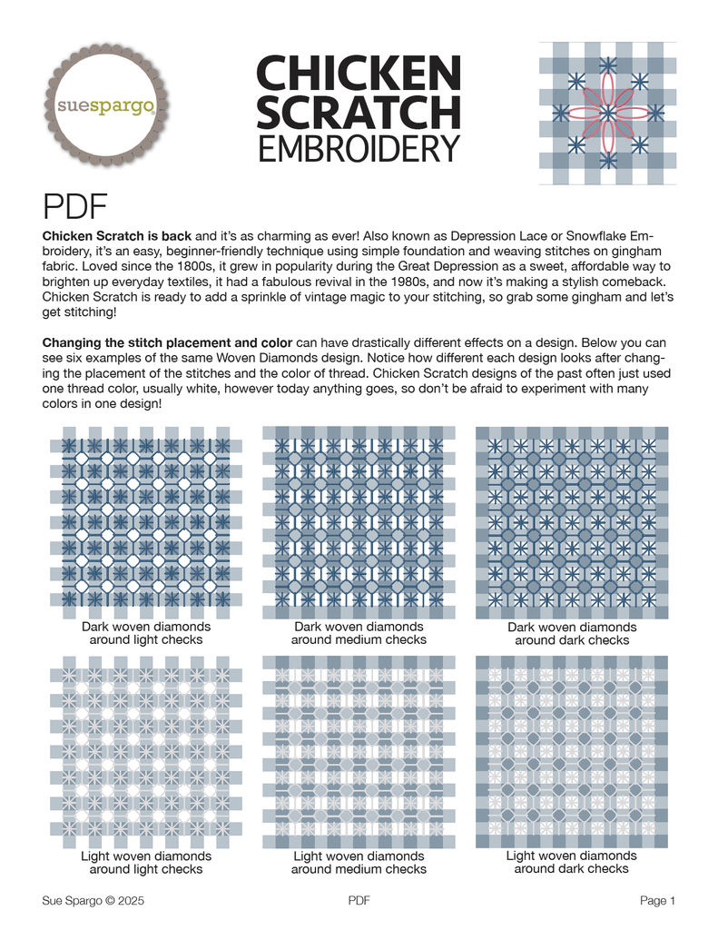 Chicken Scratch Patterns PDF | Sue Spargo Folk Art Quilts